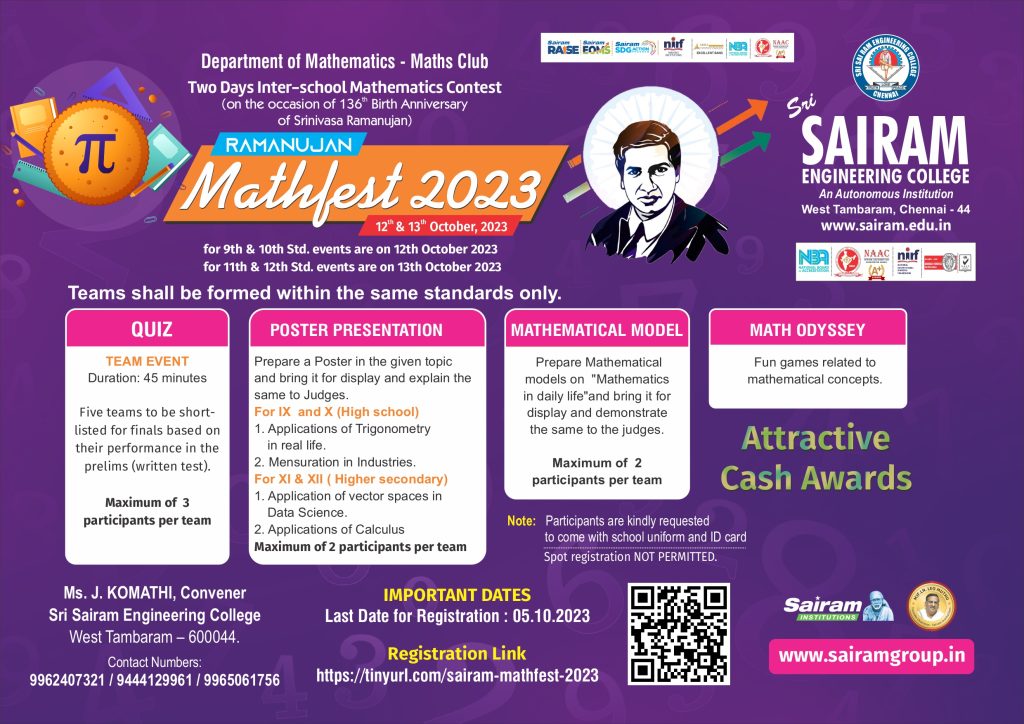 RAMANUJAN Mathfest 2023 conducted on 12.10.2023 – Humanities & Science ...